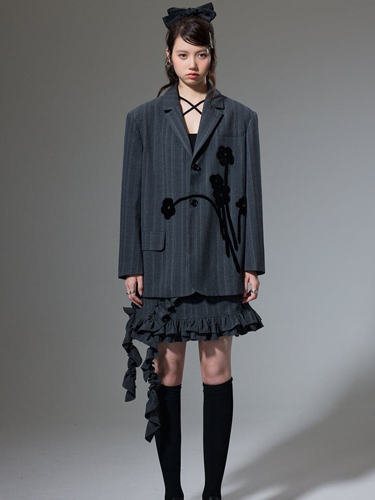 Striped Embroidered Suit Jacket – YUTUKU