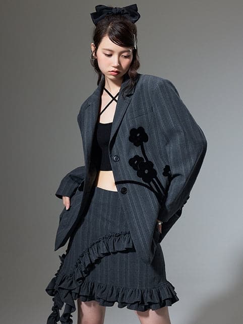 Striped Embroidered Suit Jacket – YUTUKU