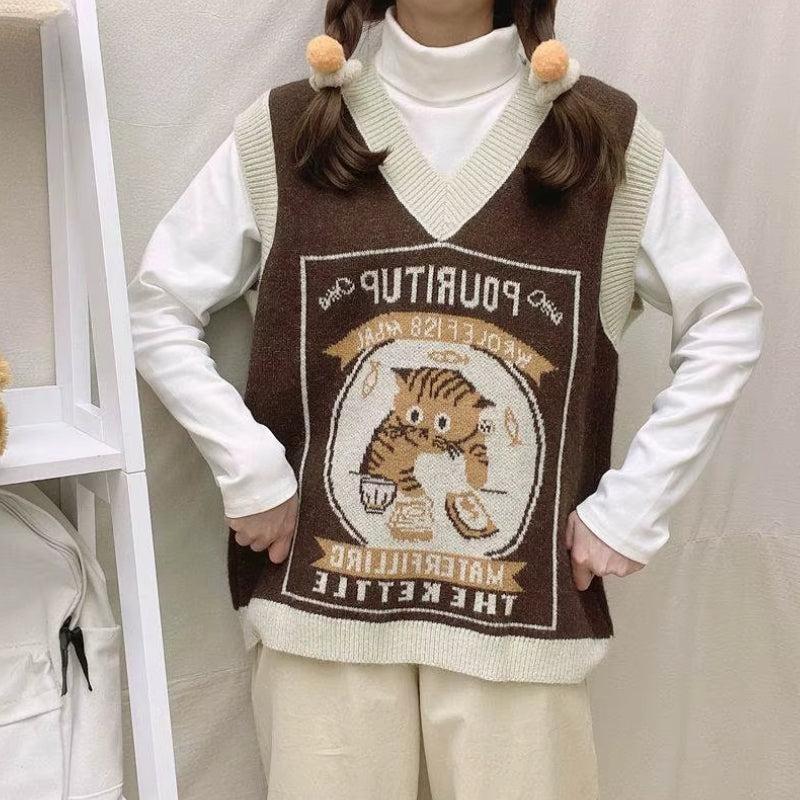 Vintage Cat Sweater Vest – YUTUKU